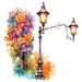 Romantic Floral Watercolor Lamp Post Clipart for Wedding and Victorian ...