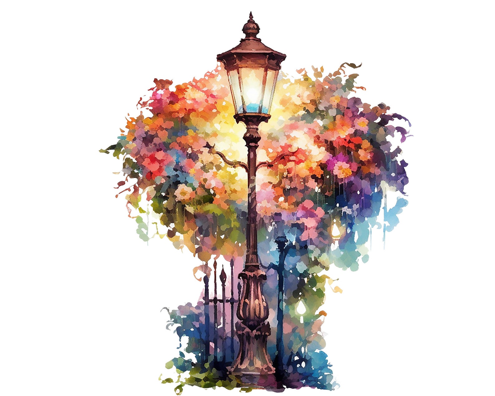 Watercolor Garden Lamp Post Clipart Wedding Vintage Lamp Post Clipart ...