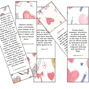 Printable Valentine Bookmarks With Bible Verses, Hearts Illustrations ...