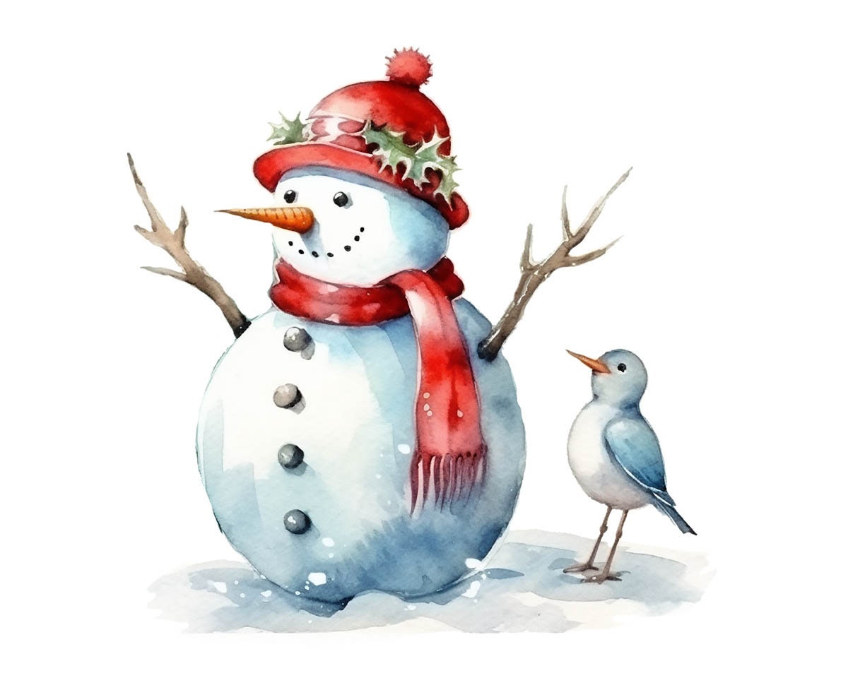 Watercolor Snowman PNG Christmas Snowman Clipart, Cute Snowman Clipart ...