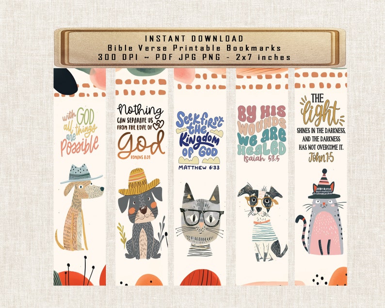 Colorful Animal-themed Bible Verse Bookmarks for Kids: Printable ...