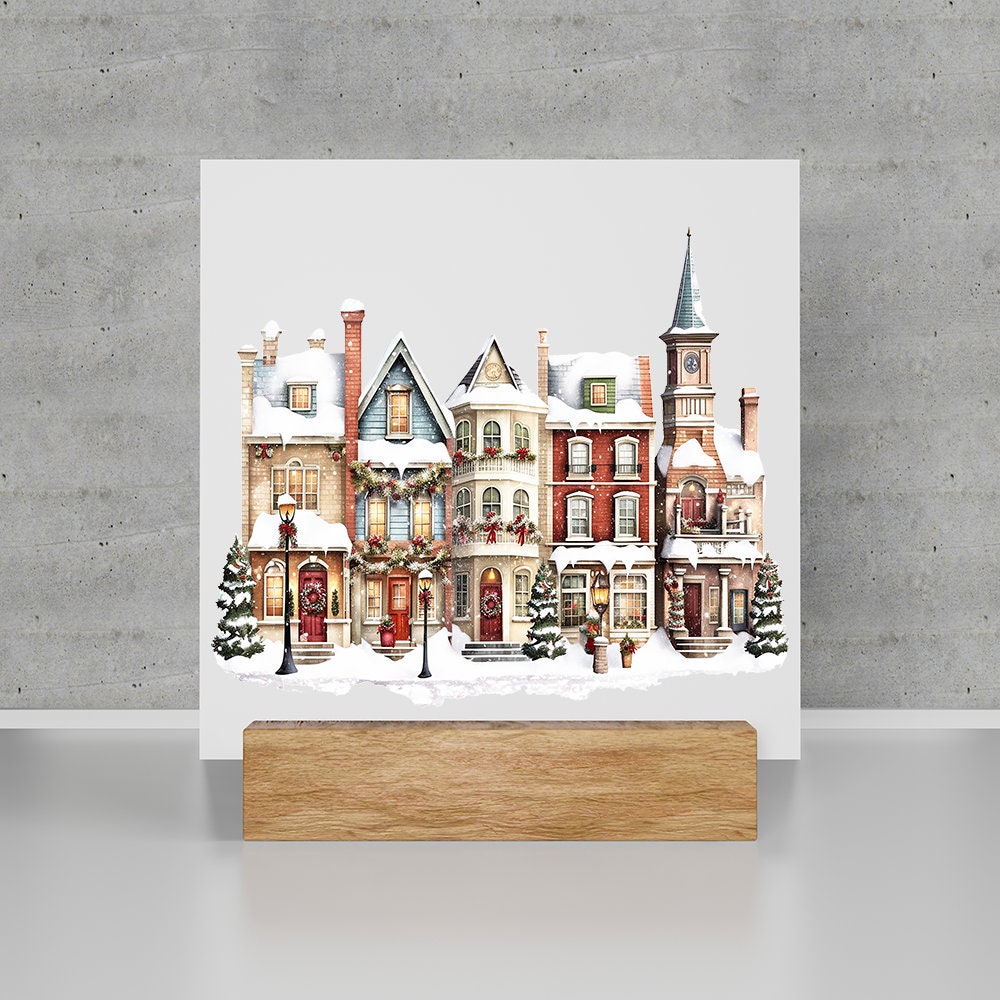Christmas Town PNG, Watercolor Christmas Village Clipart, Holiday ...