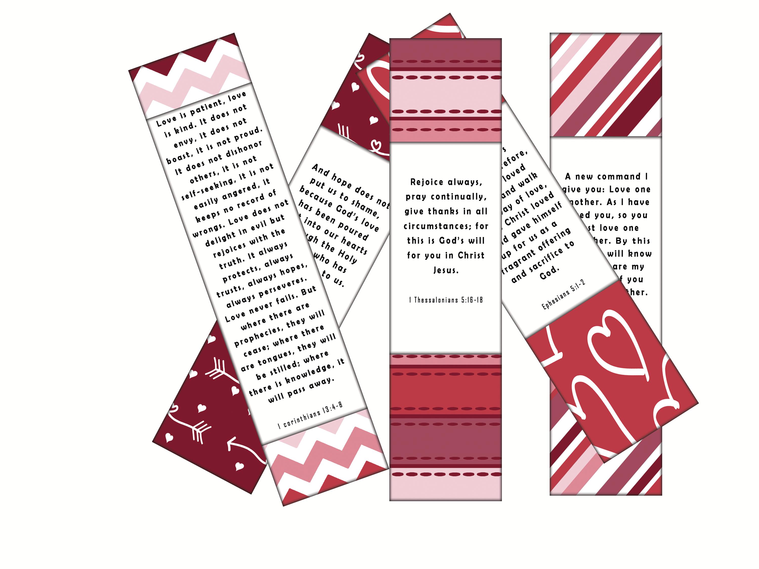 Printable Valentine Bookmarks With Bible Verses, Men Women and Kids ...