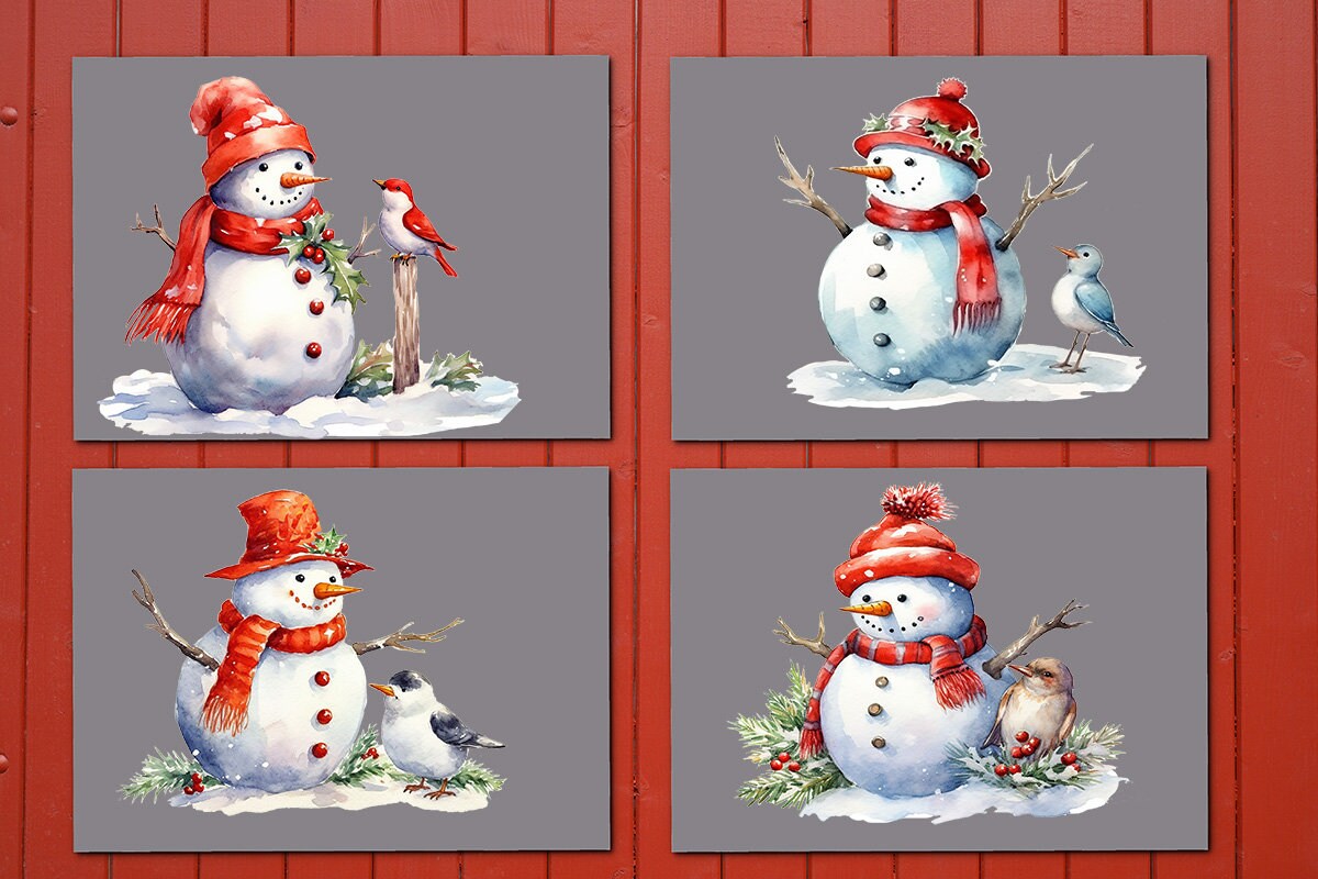 Watercolor Snowman PNG Christmas Snowman Clipart, Cute Snowman Clipart ...