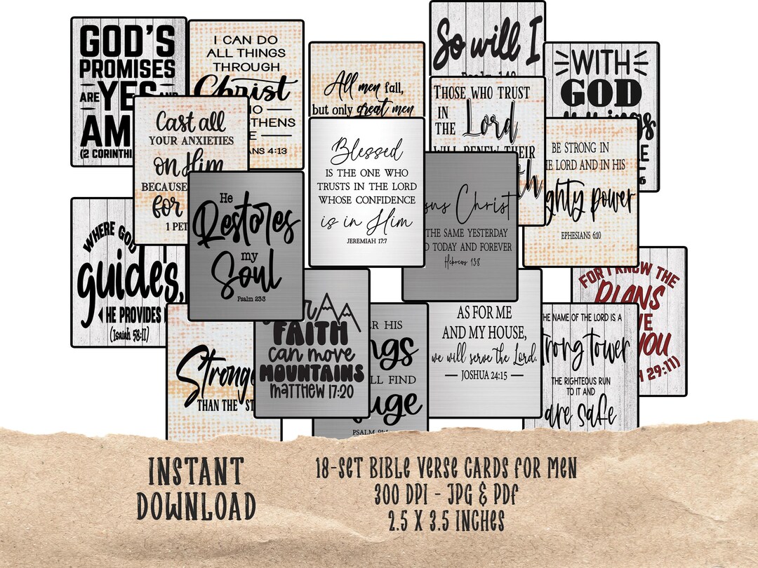 Men's Printable Scripture Cards: Devotional Flashcards for Prayer ...