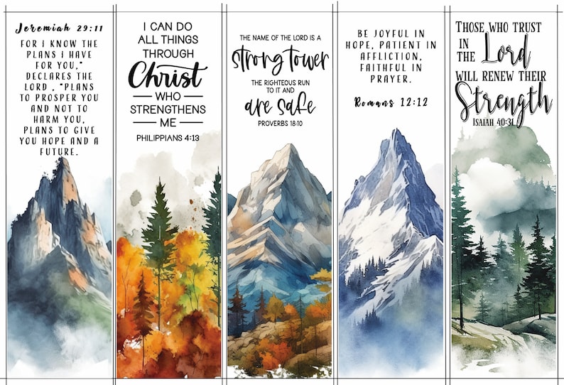 Christian Men Printable Bible Verses Bookmarks Set of 5, Bookmarks ...