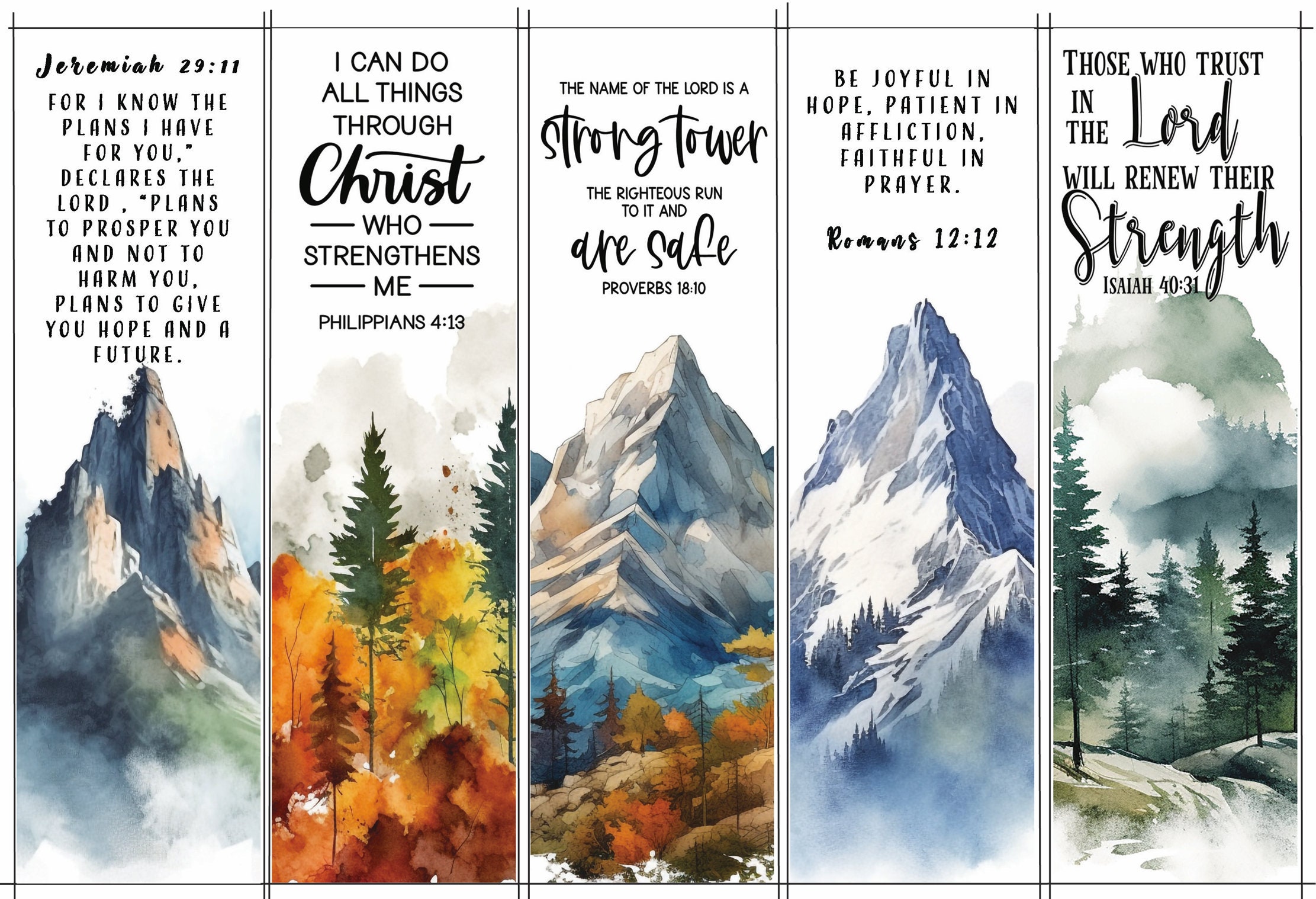 Christian Men Printable Bible Verses Bookmarks Set of 5, Bookmarks ...