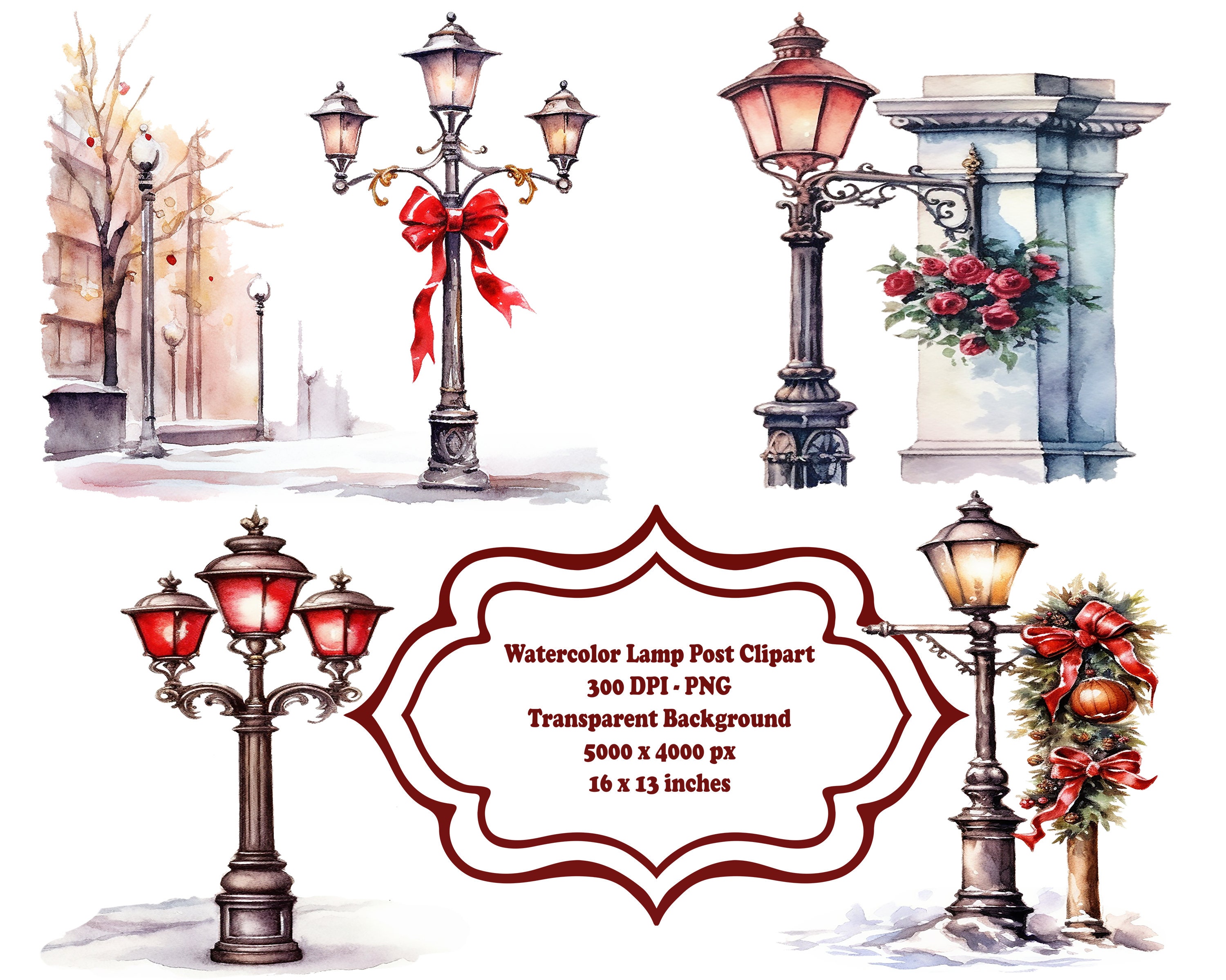 Christmas Lamp Post Clipart Vintage Lamp Post Clipart, Christmas Street ...
