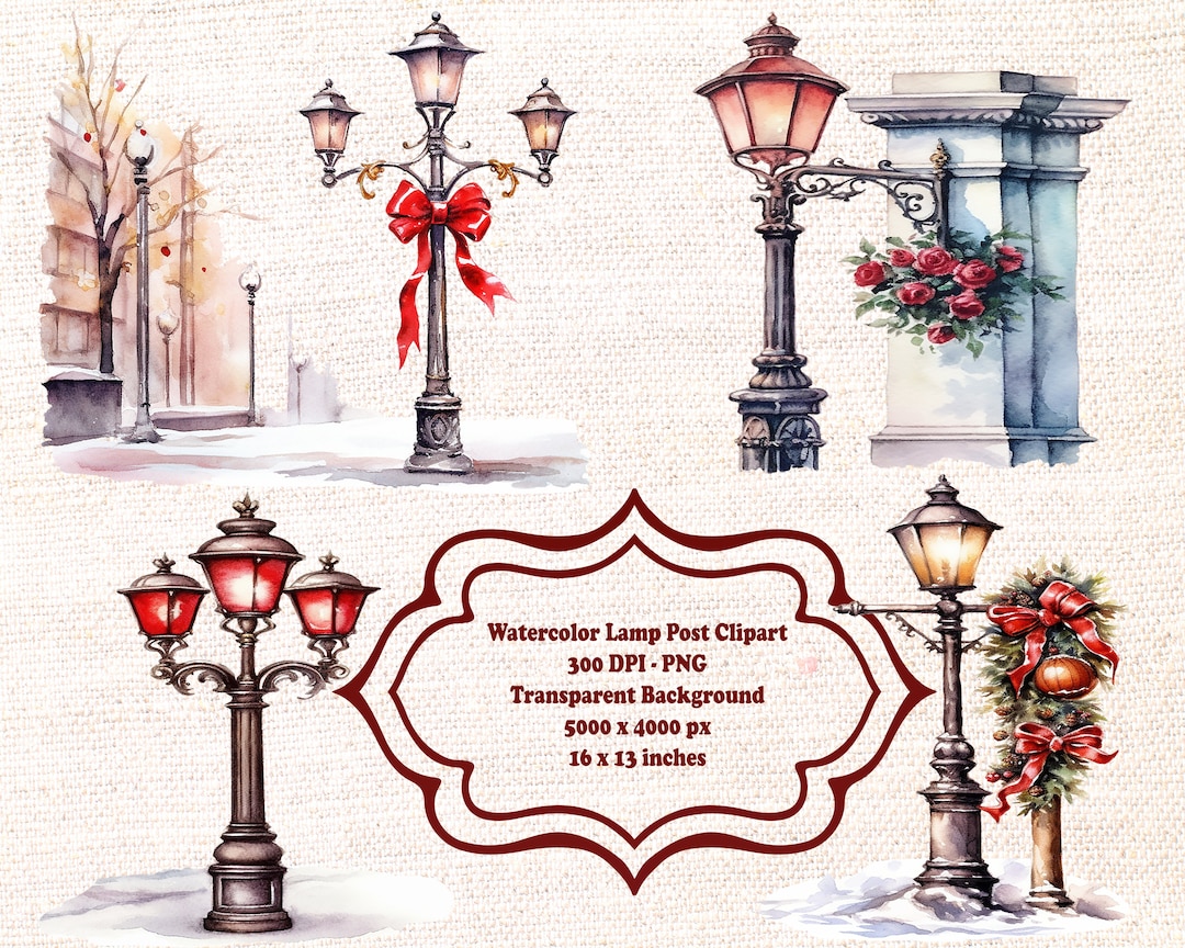 Christmas Lamp Post Clipart Vintage Lamp Post Clipart, Christmas Street ...