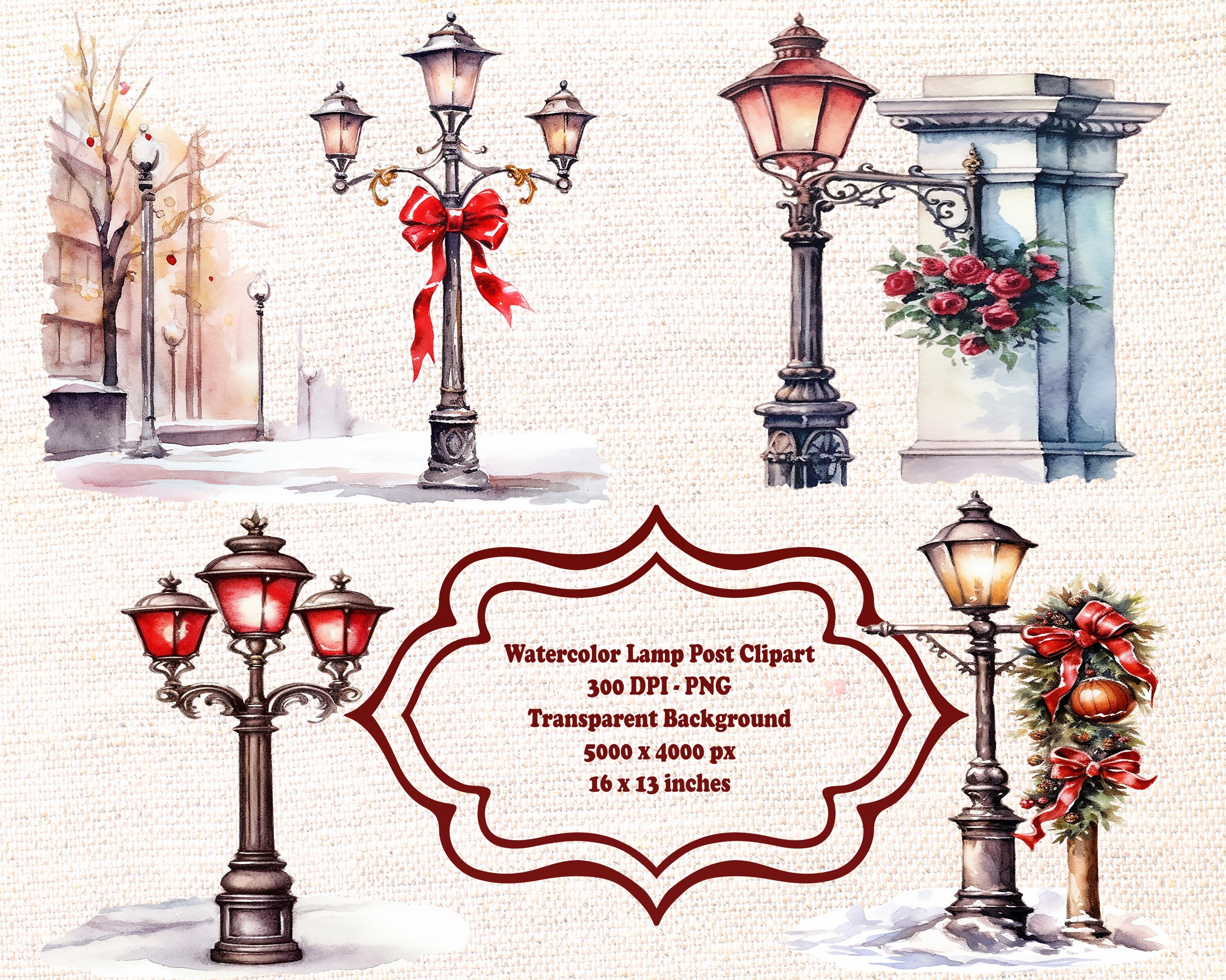Christmas Lamp Post Clipart Vintage Lamp Post Clipart, Christmas Street ...