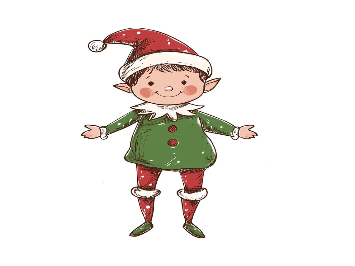 Whimsical Holiday Art Bundle: Santa, Reindeer, Elf & Tree Illustrations ...