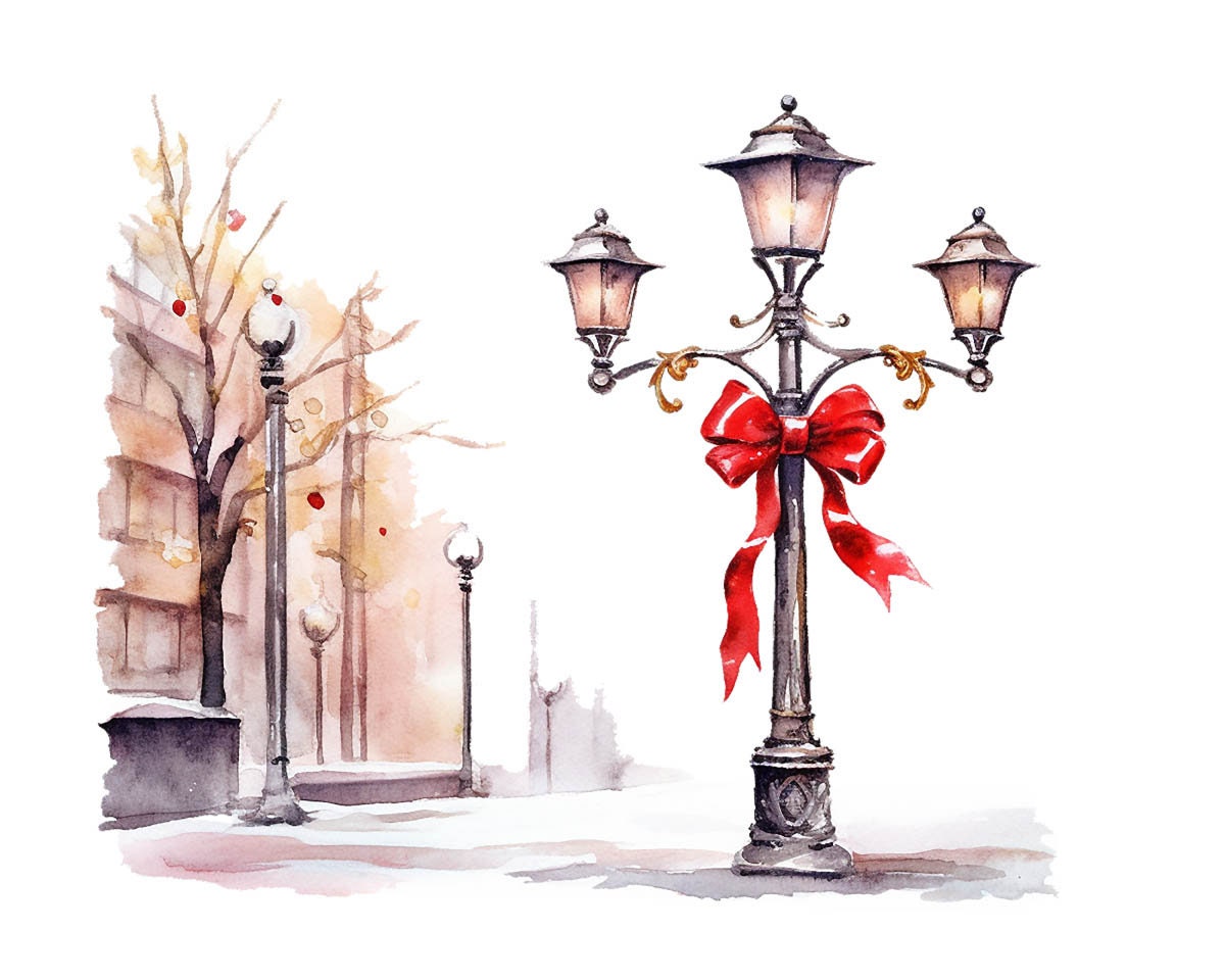 Christmas Lamp Post Clipart Vintage Lamp Post Clipart, Christmas Street ...