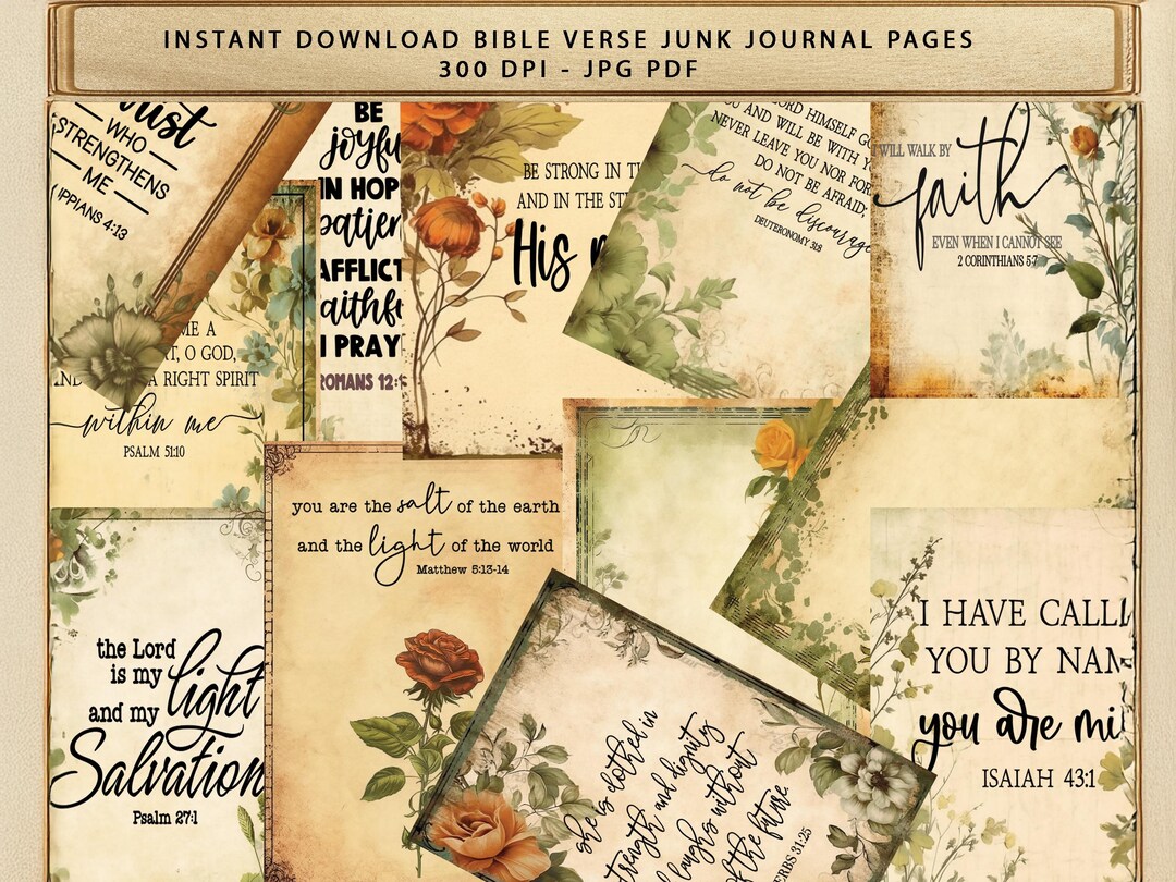 A5 Faith Devotional Junk Journal Pages Kit, Printable Scripture Ephemera and Prayer Inserts - Etsy