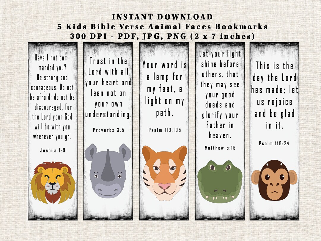 Christian Digital Bookmarks Set With Bible Verses for Kids and Adults ...