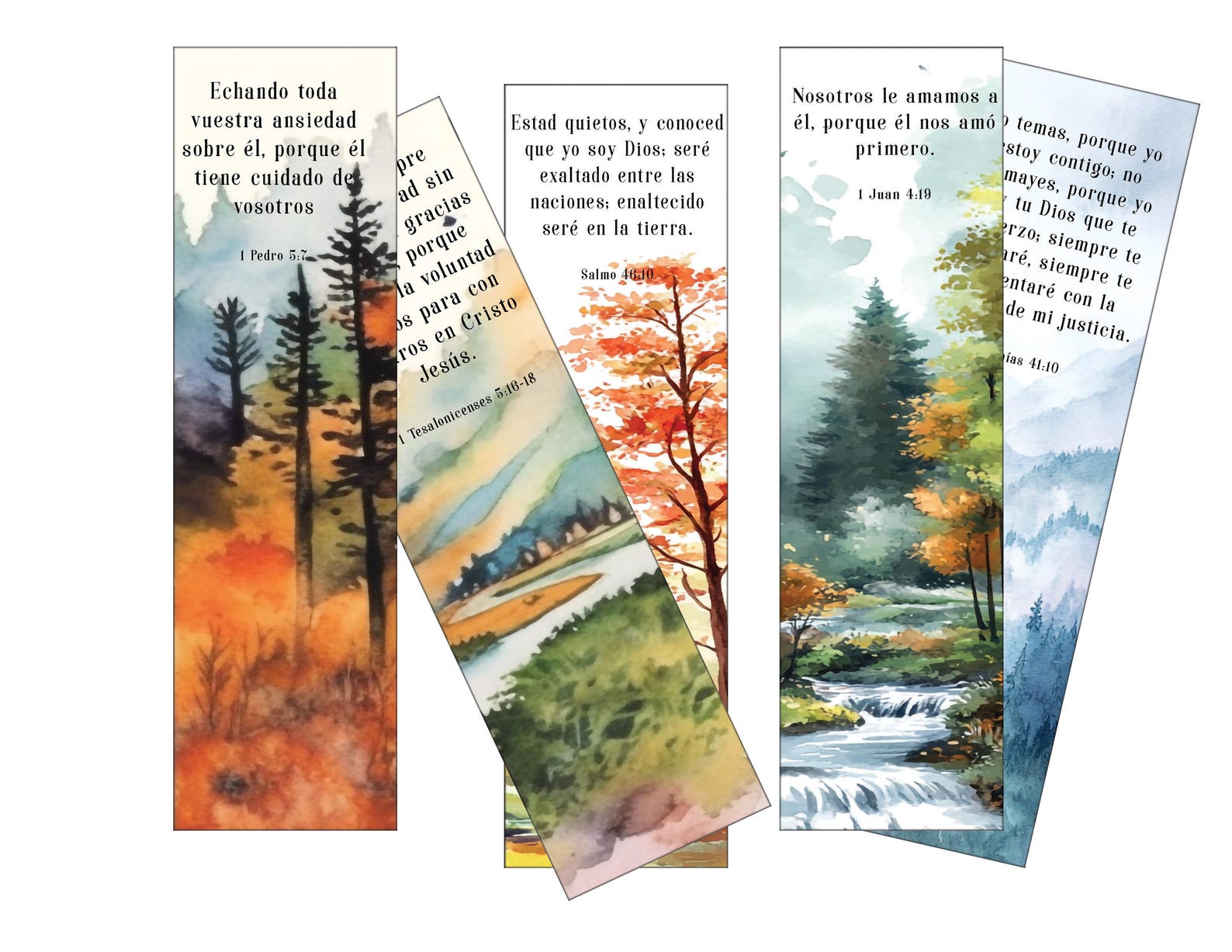 Spanish Scripture Bookmarks: Watercolor Nature Scenes (digital Download ...