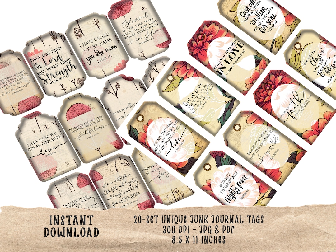 Antique Faith-based Ephemera With Floral Cuts, Scripture Scraps, Tags ...