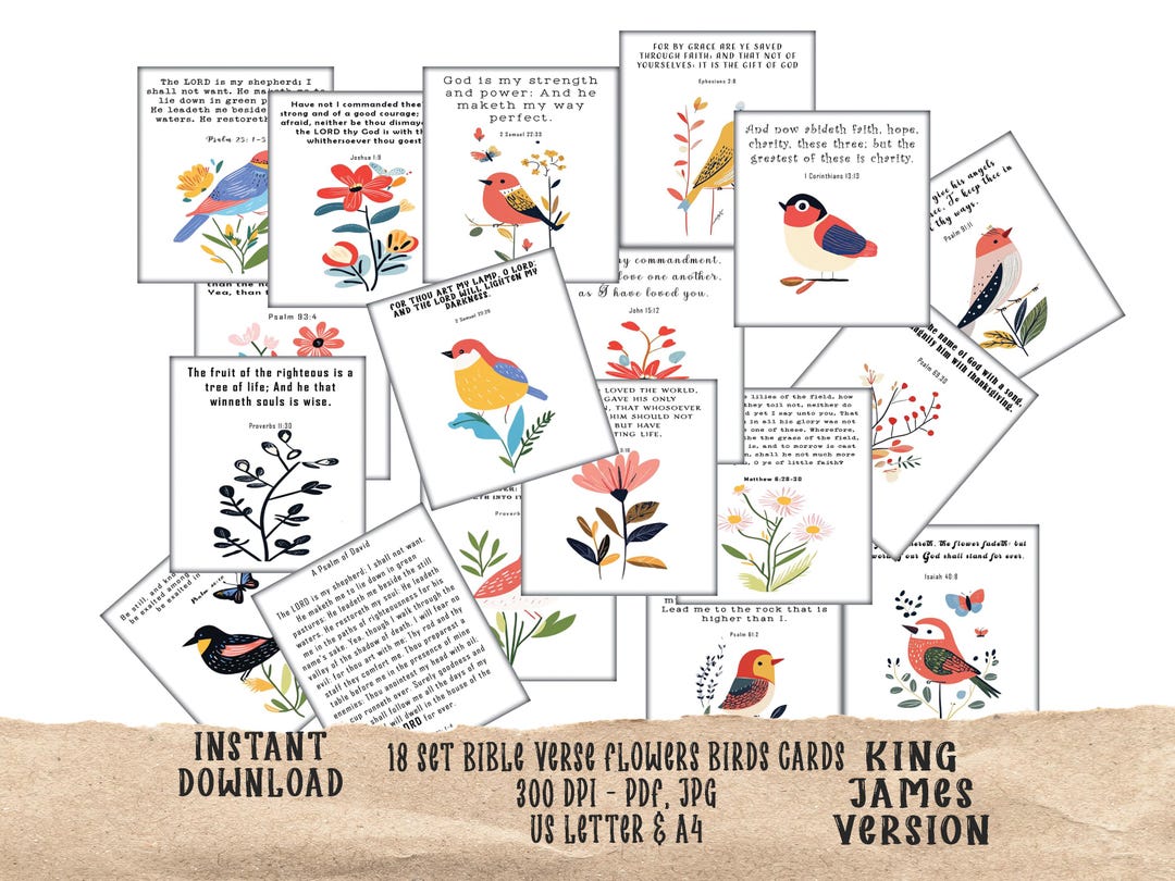 Floral Birds Scripture Cards Printable Kit for Faith Journaling - Etsy