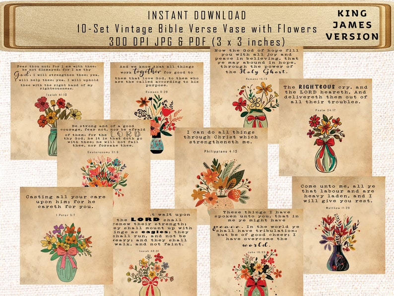 Printable KJV Bible Verse Cards: Affirmations for Faith, Memory ...