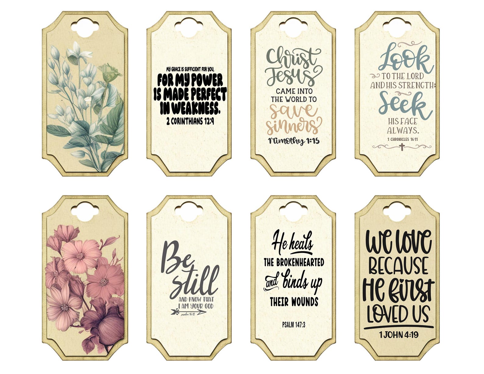 Printable Bible Verse Tags: Vintage Christian Ephemera (digital ...
