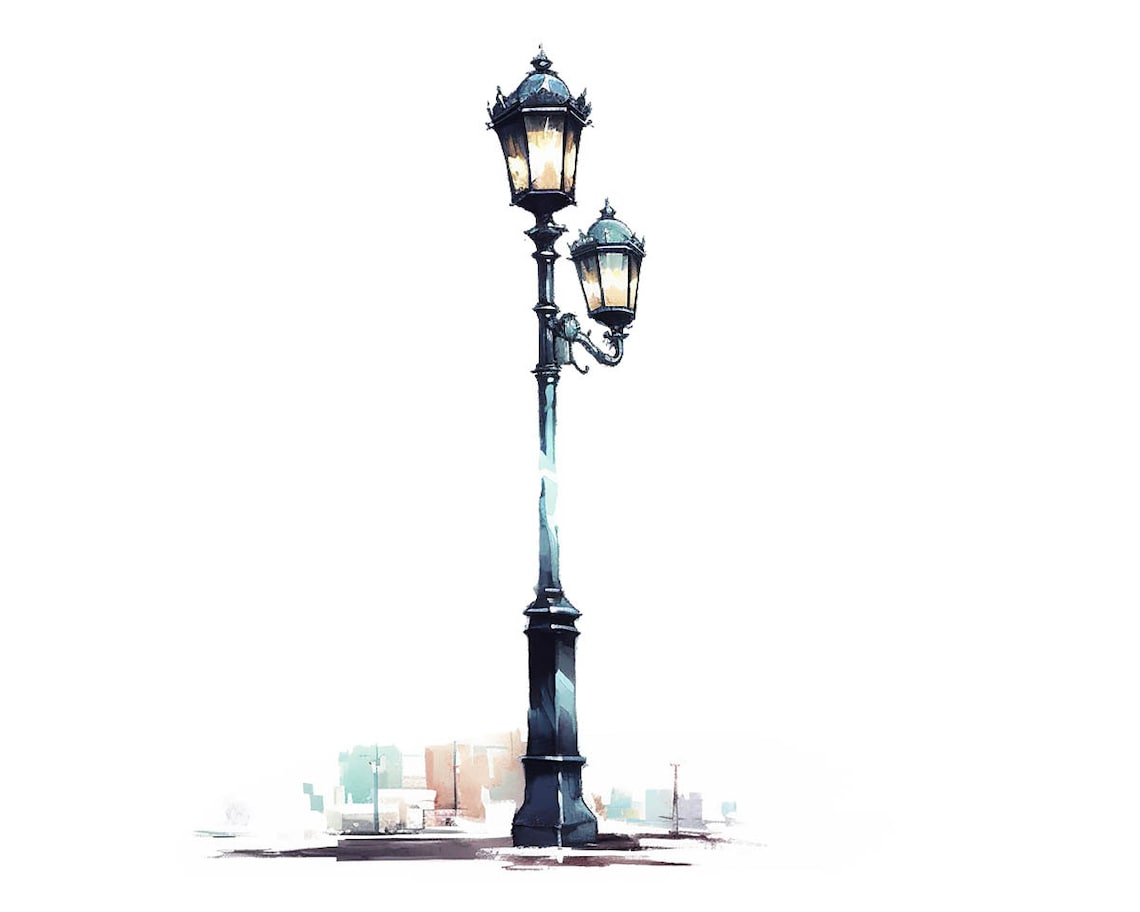 Watercolor Vintage Lamp Post Clipart Vintage Lamp Post Clipart ...