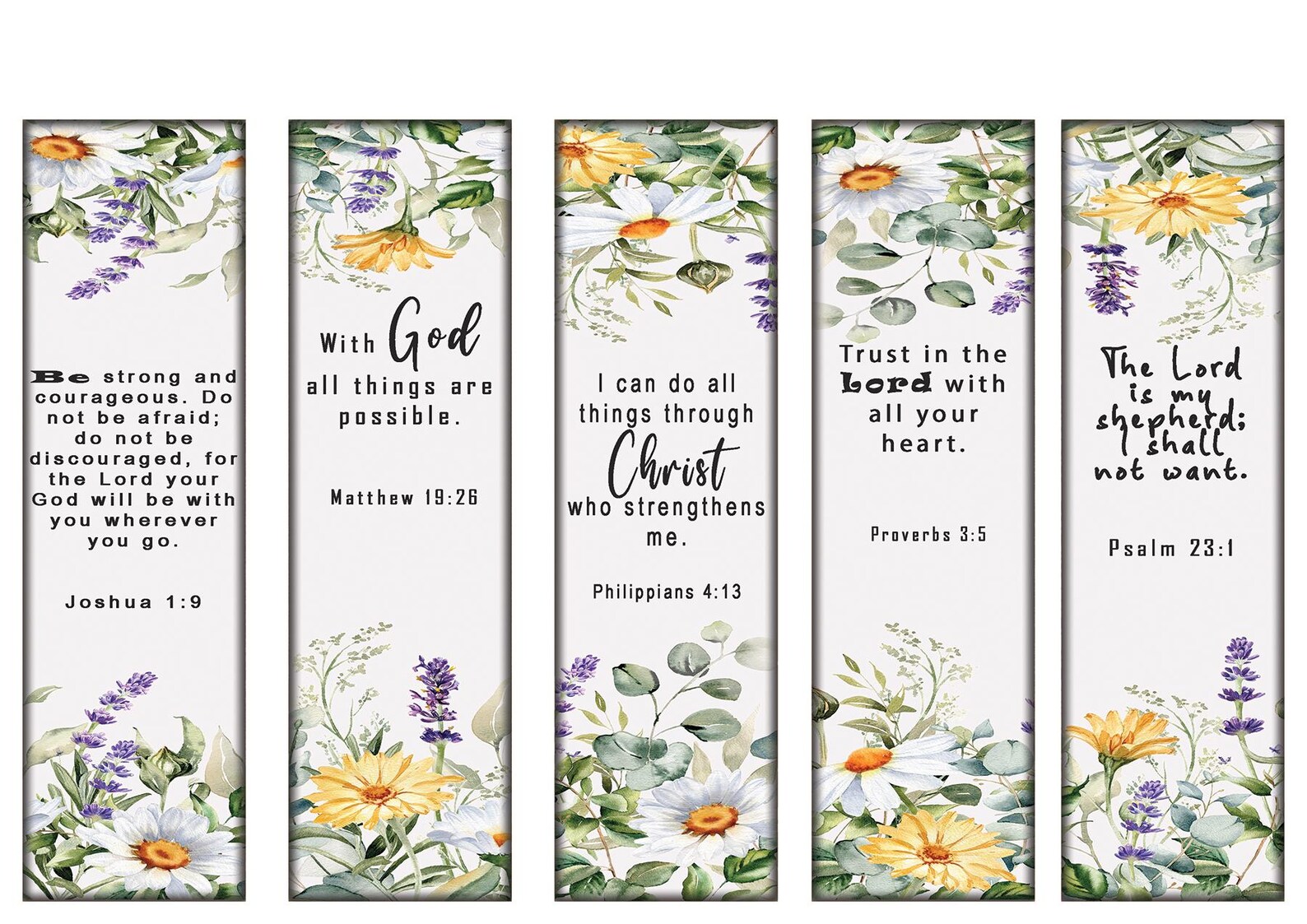 Watercolor Daisy Bible Verse Bookmarks: Printable Christian Scripture ...