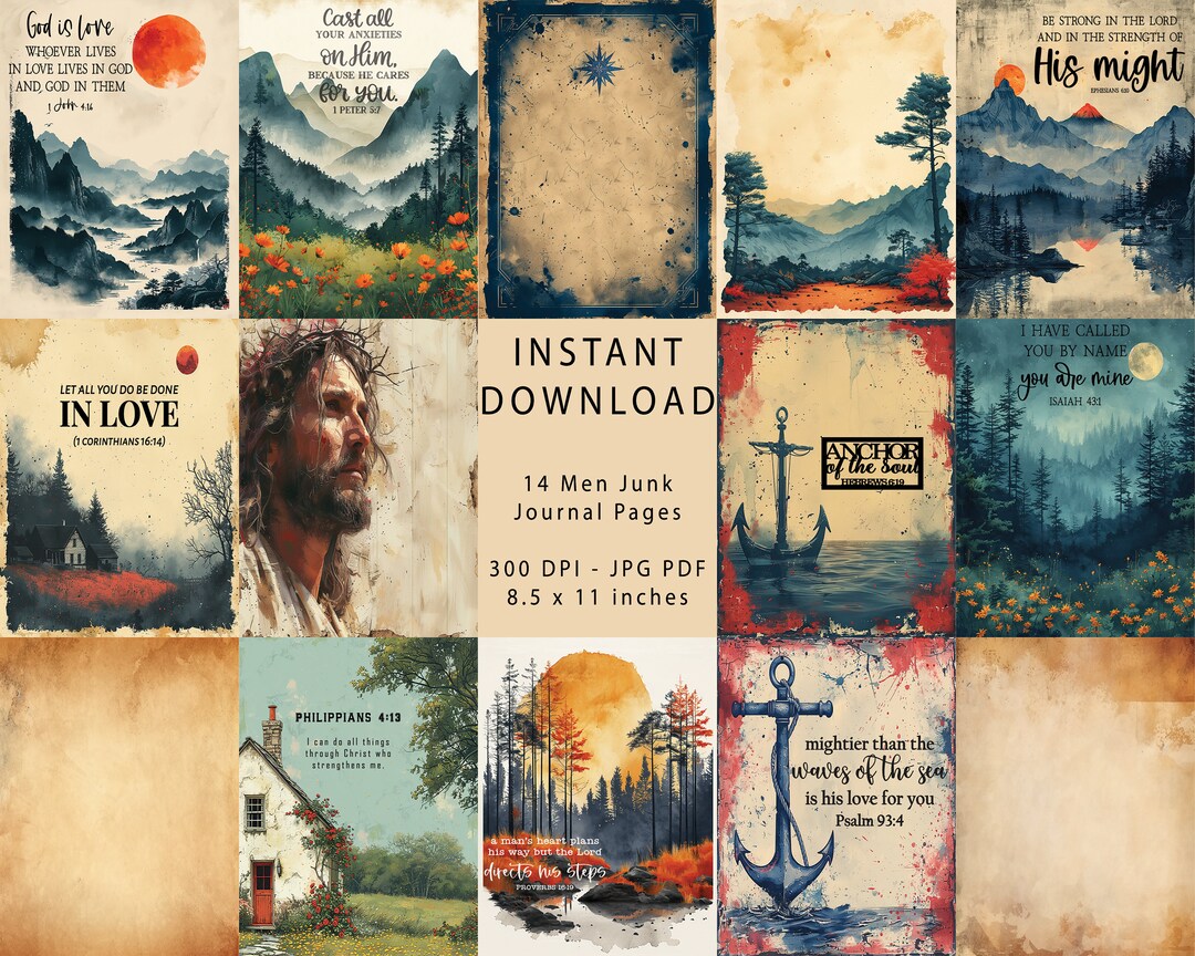 Men's Bible Journaling Kit: Religious Ephemera, Prayer Inserts ...