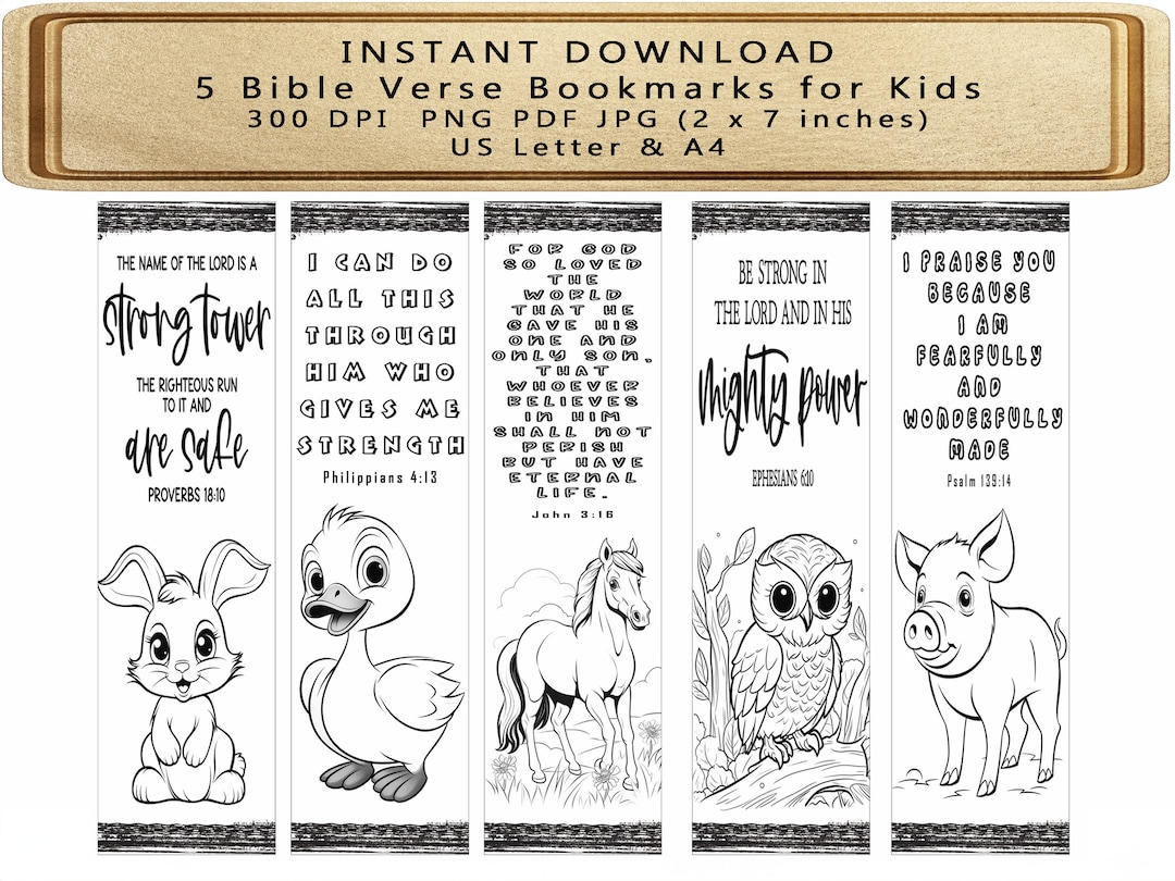 Kids Bible Verse Coloring Bookmarks, Sunday School Homeschool Digital ...