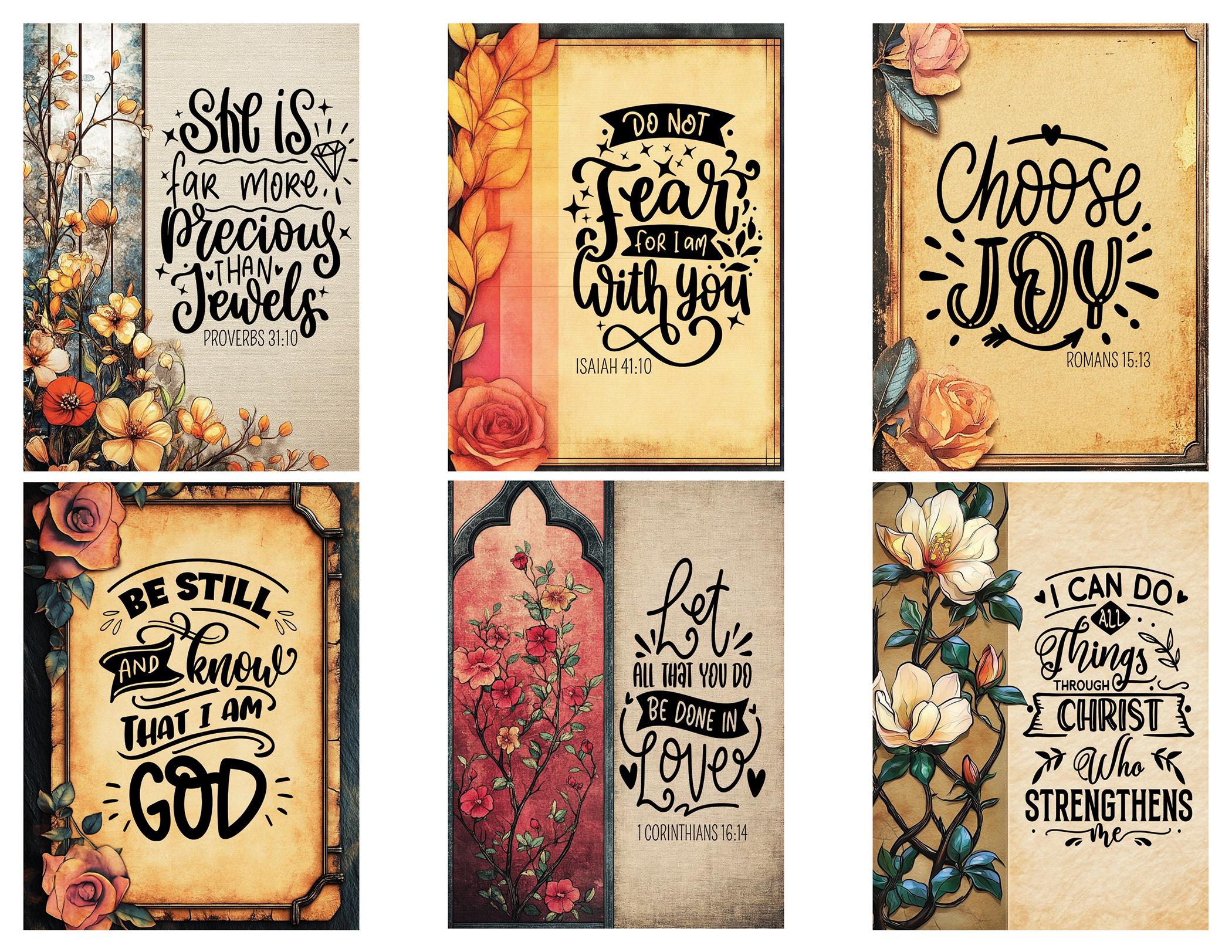 Vintage Floral Scripture Cards: Printable Devotional Kit for Daily ...