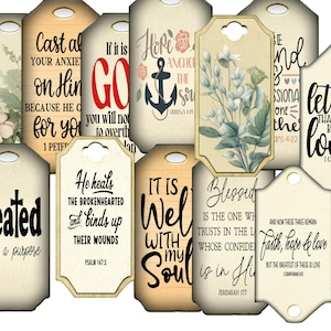 Printable Bible Verse Scripture Tags: Fussy Cut Religious Gift Labels ...