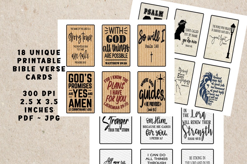 Printable Christian Bible Verse Cards for Prayer, Memory, and Scripture ...