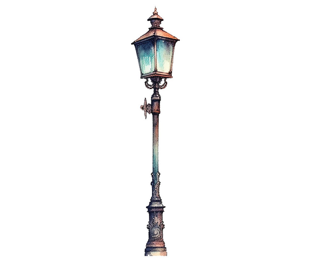 Watercolor Vintage Lamp Post Clipart Vintage Lamp Post Clipart ...