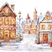Watercolor Festive Gingerbread Village Scene Clipart PNG for Holiday ...