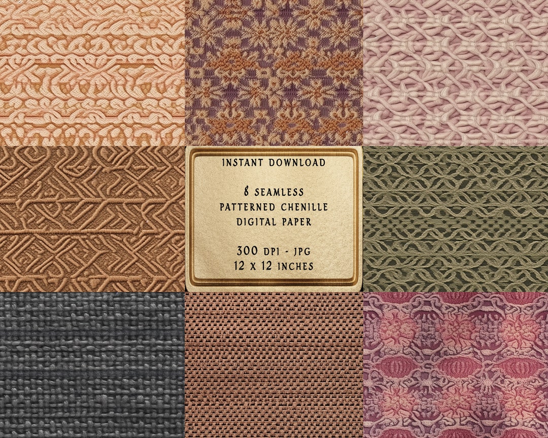 Chenille Patches, Chenille Digital Paper, Boho Background, Digital ...