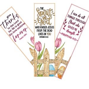 Christian Easter Printable Bible Verses Bookmarks Set Watercolor ...