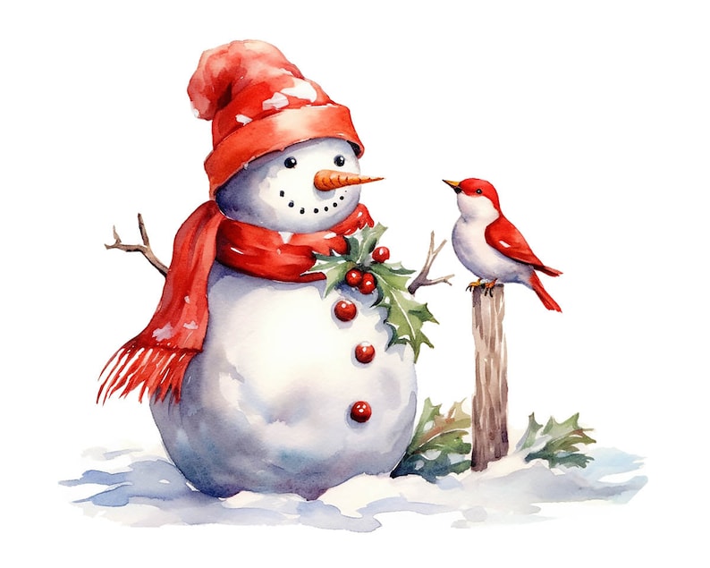 Watercolor Snowman PNG Christmas Snowman Clipart, Cute Snowman Clipart ...