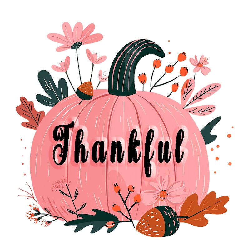 Pink Pumpkin Clipart, Thankful Clipart, Fall Leaves Clipart ...