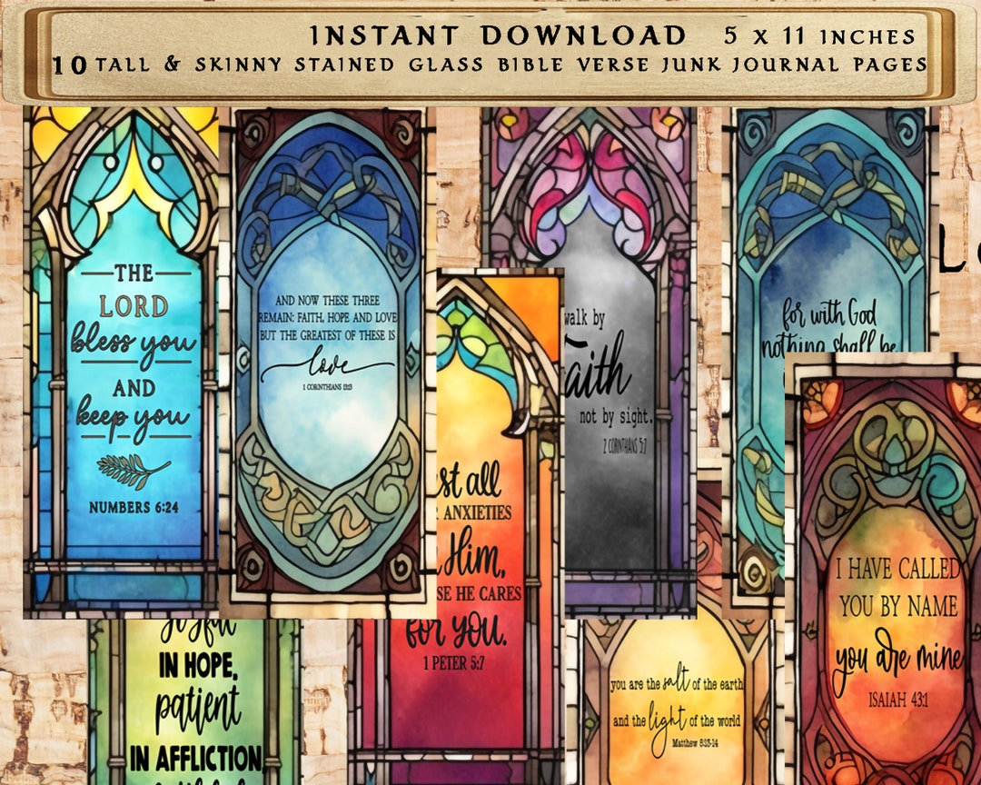 Colorful Stained Glass Bible Verse Journal Pages: Handmade Religious ...