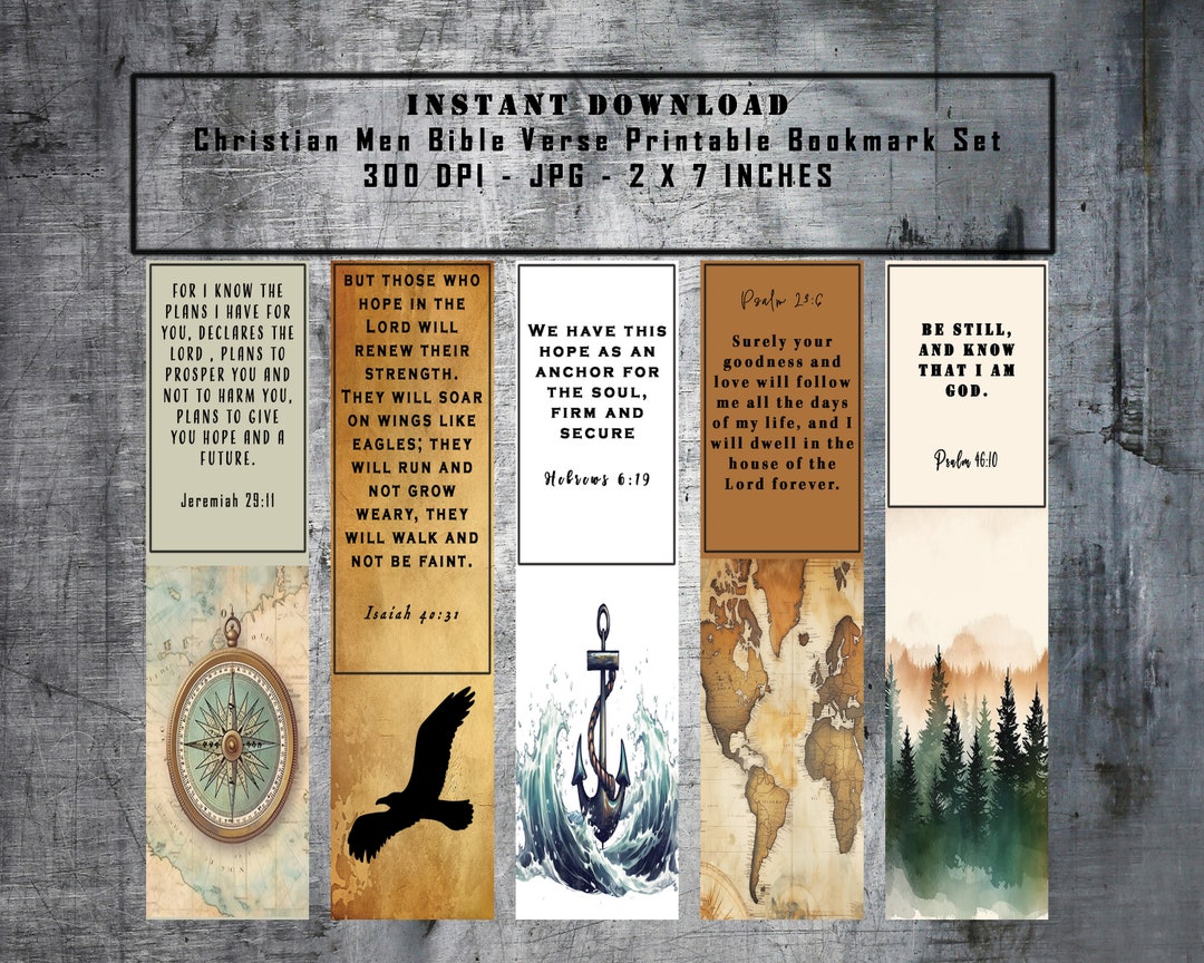 Christian Bible Verse Digital Bookmarks, Vintage Compass Map Printable ...