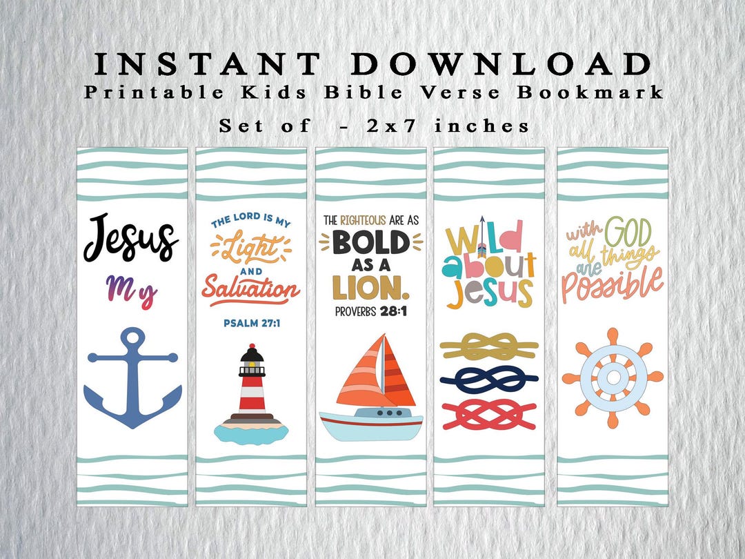 Printable Nautical Christian Bible Verse Bookmarks for Kids – Religious ...