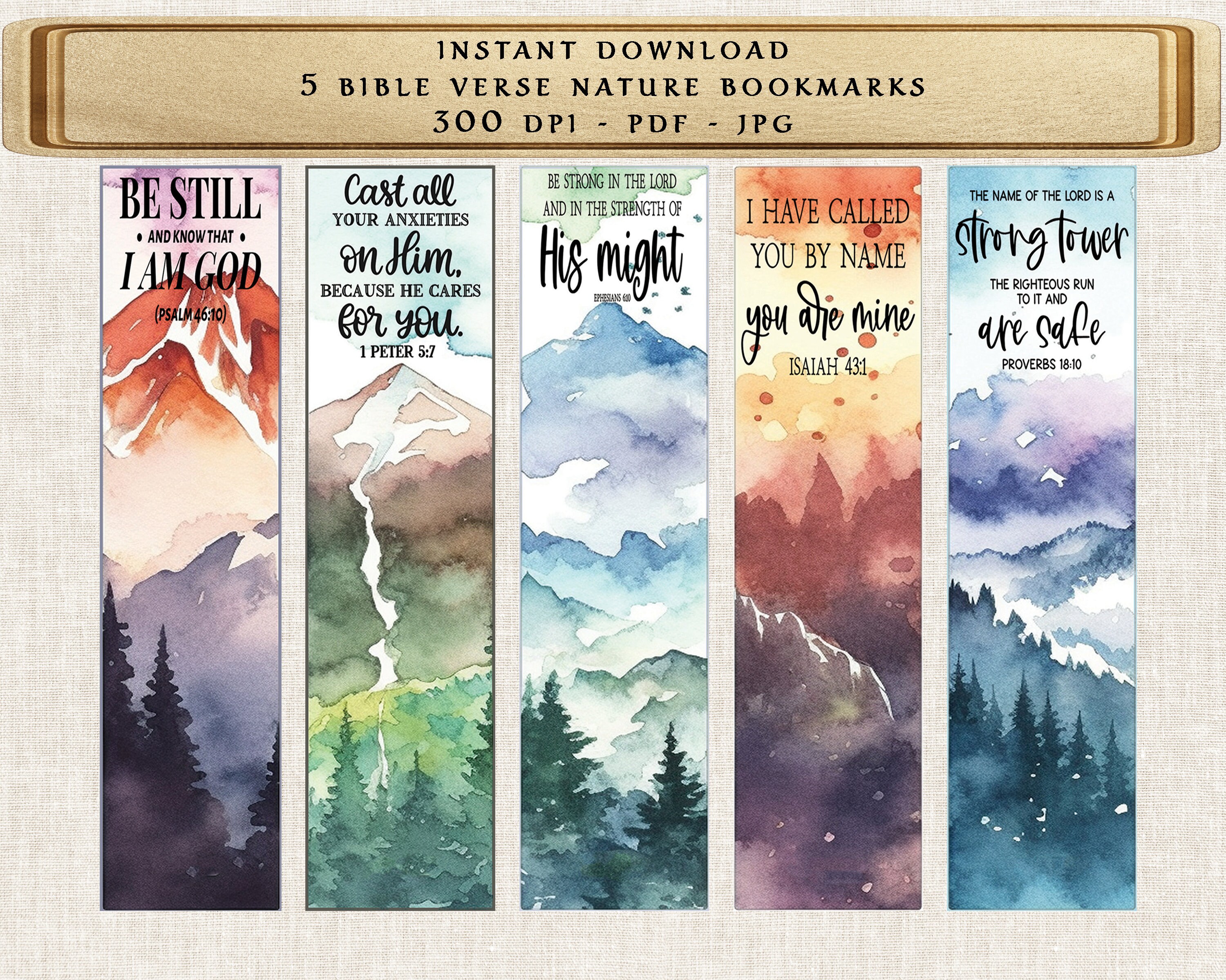Printable Christian Bible Verse Bookmarks: Digital Faith-inspired Set ...