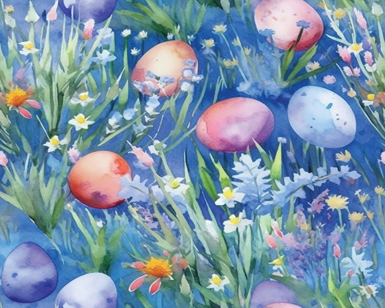 SEAMLESS Easter Egg Hunt Digital Paper, Spring Easter Egg Flower ...