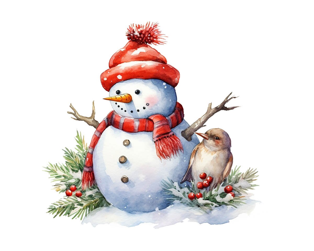 Watercolor Snowman PNG Christmas Snowman Clipart, Cute Snowman Clipart ...