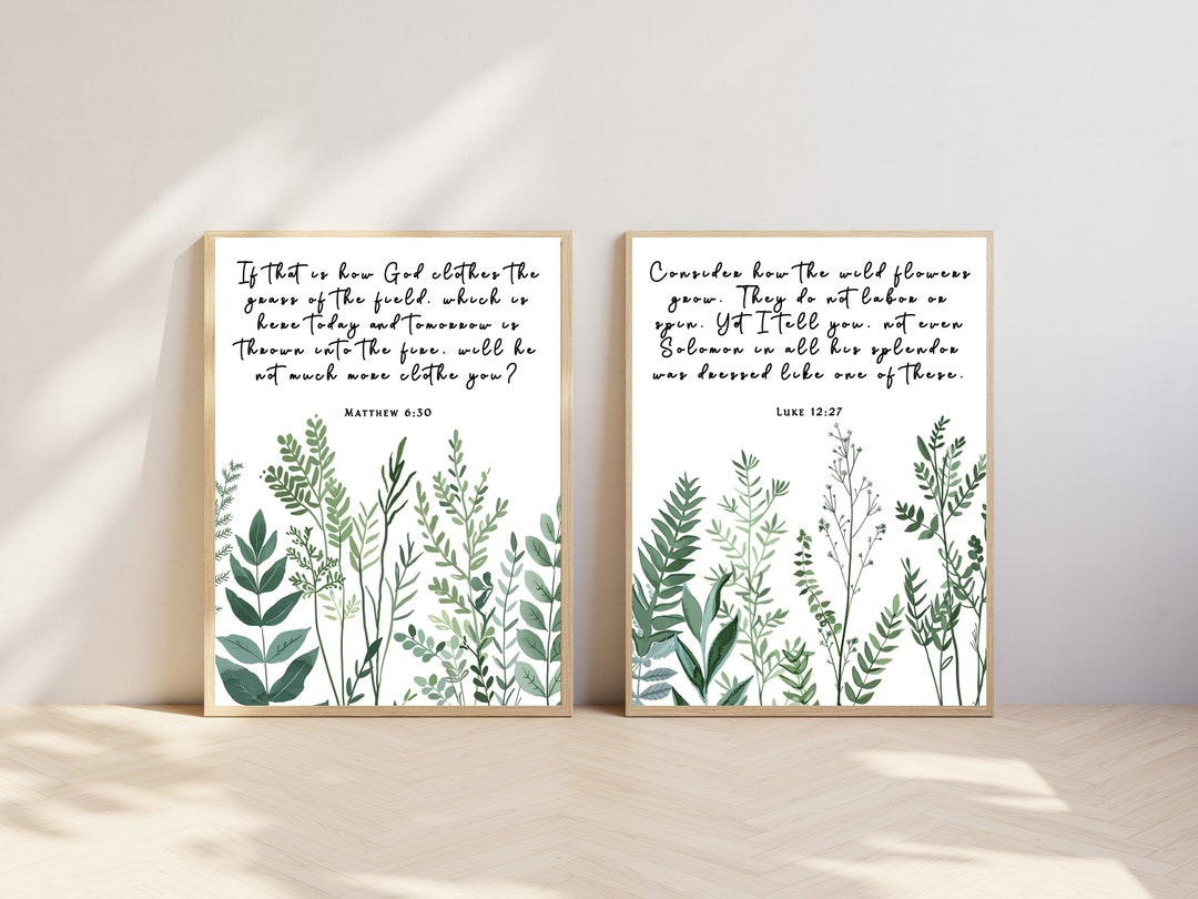 Consider the Wildflowers Scripture Wall Art Set, Floral Bible Verse ...