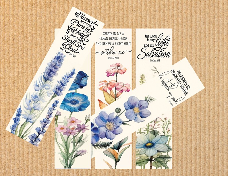 Christian Bible Verse Floral Bookmarks Digital Printable for Women ...