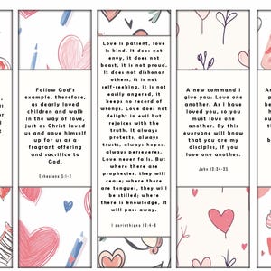 Printable Valentine Bookmarks With Bible Verses, Hearts Illustrations ...