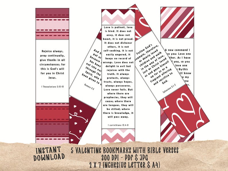 Printable Valentine Bookmarks With Bible Verses, Men Women and Kids ...
