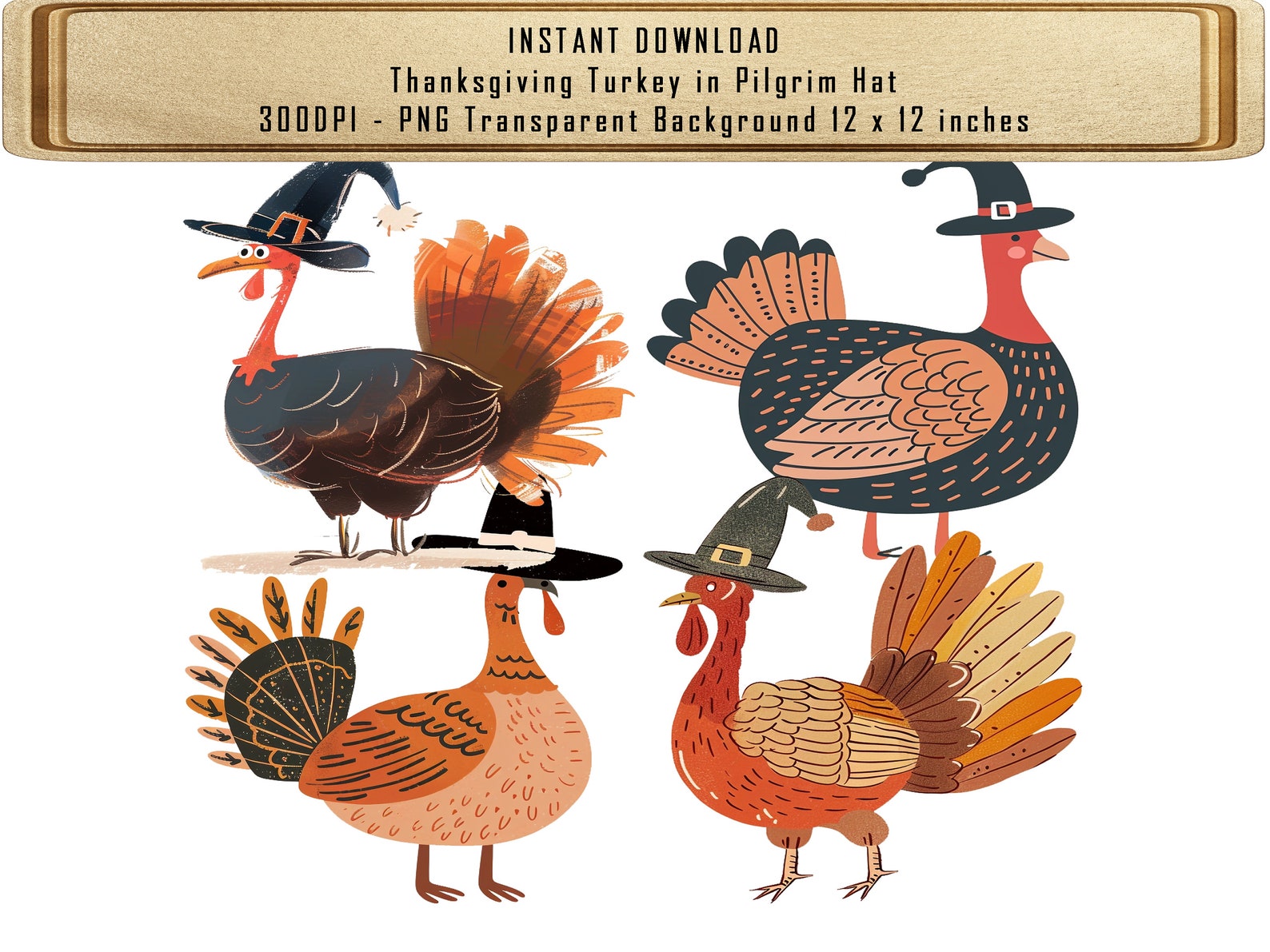 Turkey Clipart, Turkey PNG, Pilgrim Clipart, Pilgrim Turkey Clipart ...