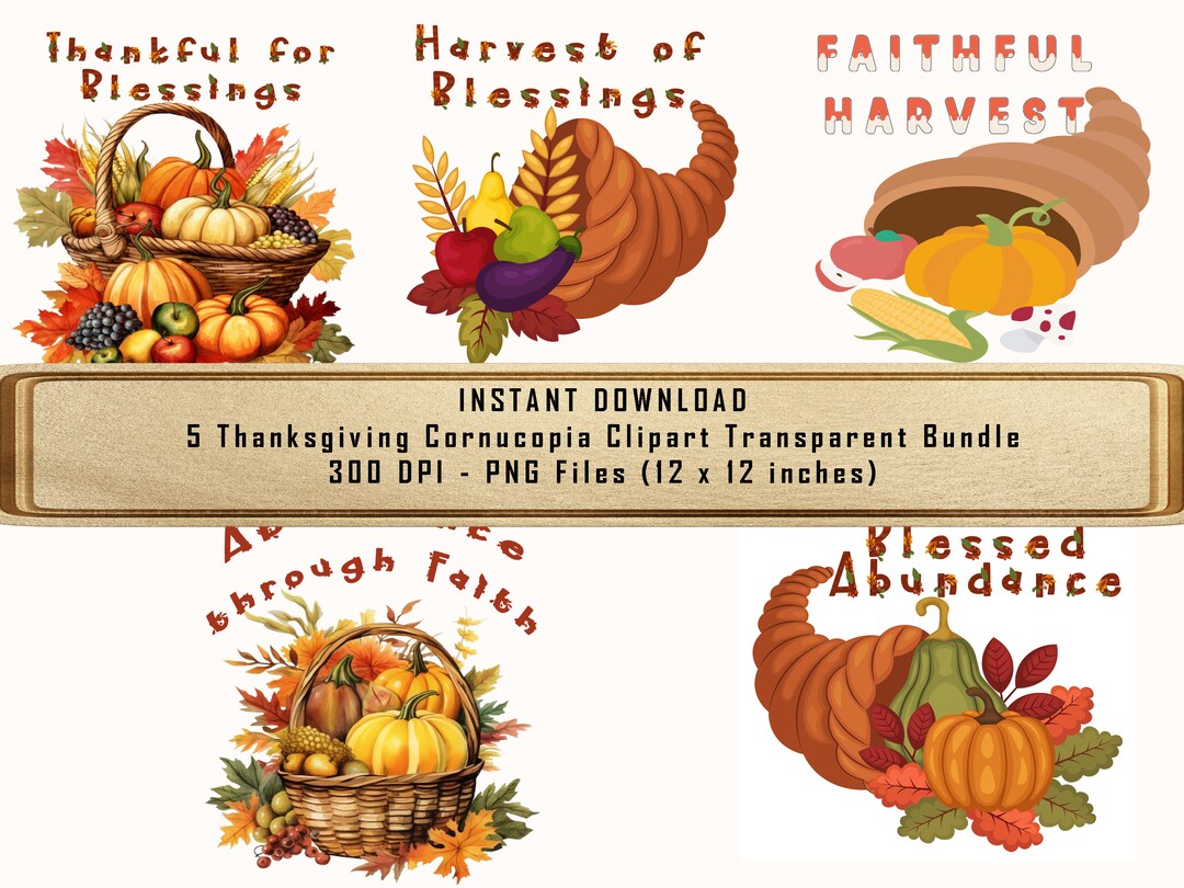 Autumn Harvest Clipart Bundle Thanksgiving PNG Sublimation Designs - Etsy