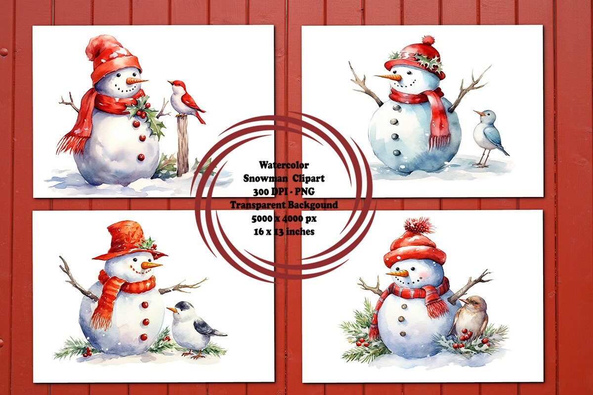 Watercolor Snowman PNG Christmas Snowman Clipart, Cute Snowman Clipart ...