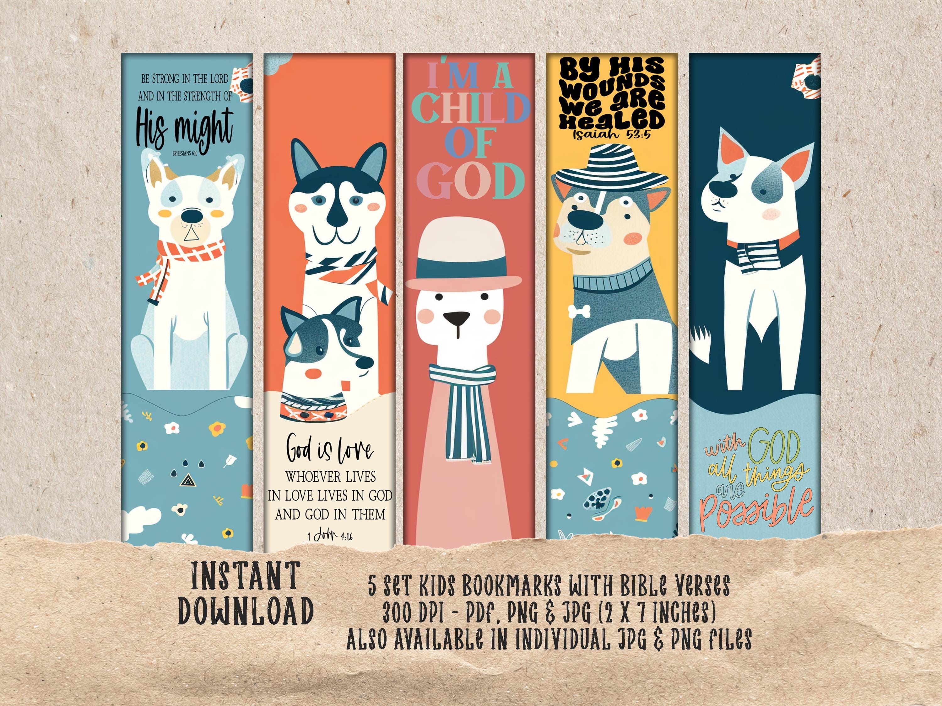 Printable Dog-themed Bible Verse Bookmarks: Christian Inspiration for ...